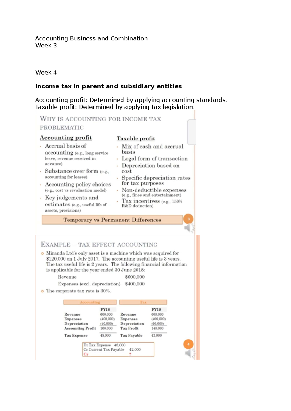 Accounting Business Combinations: Weeks 3-6 Income Tax & Deferred Tax Analysis - Studocu