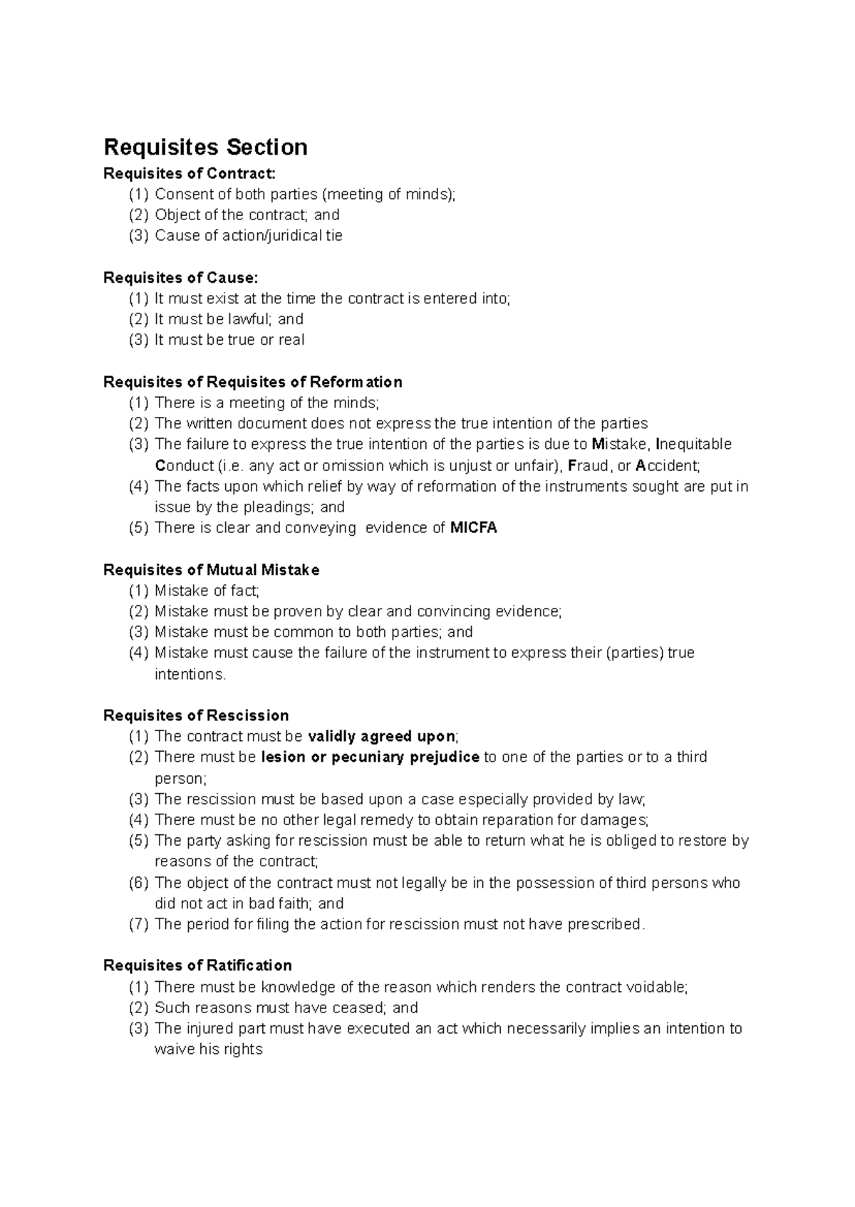 Requisites of Contract: Consent, Ratification, and Defective Contracts ...