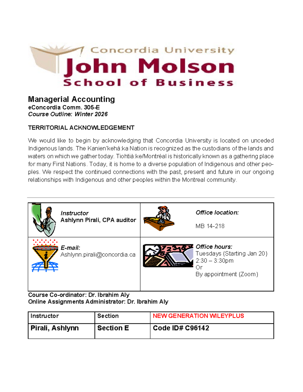 Managerial Accounting COMM 305 Course Outline: Winter 2026 - Studocu