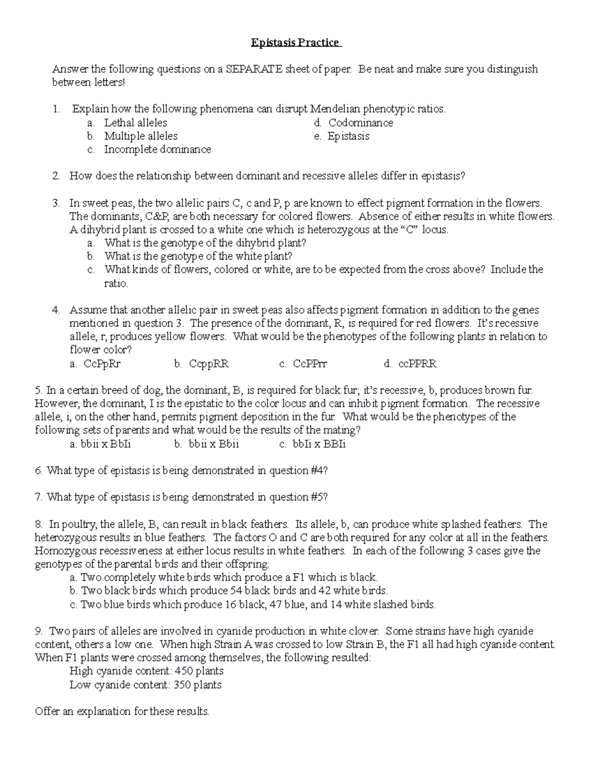 Epistasis Practice Guide: Understanding Gene Interactions and Ratios ...