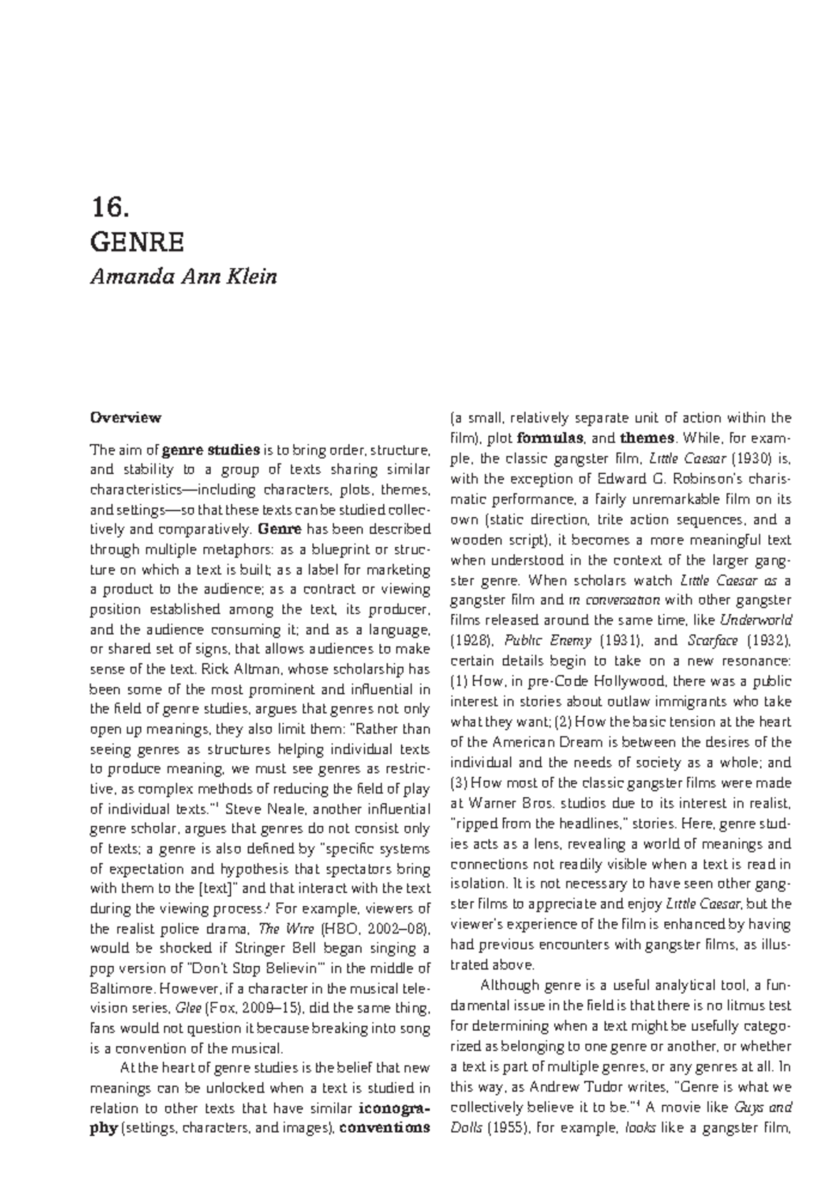 GENRE STUDIES OVERVIEW: Week Four Reading Insights - Studocu