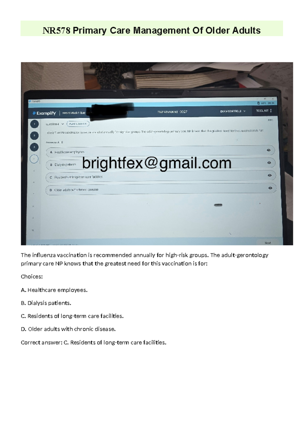 NR578 Final Exam Study Guide: Primary Care for Older Adults - Studocu