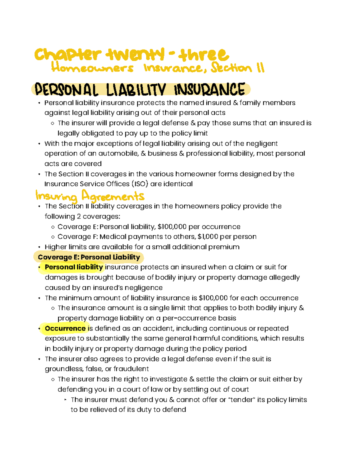 Homeowners Insurance: Personal Liability Coverage & Exclusions (Sec II ...