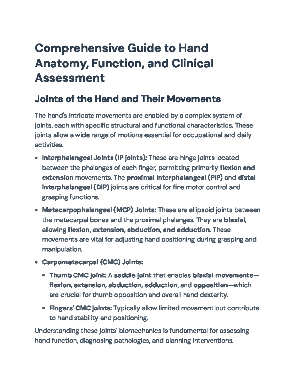 Comprehensive Guide to Hand Anatomy & Function: Clinical Assessment ...