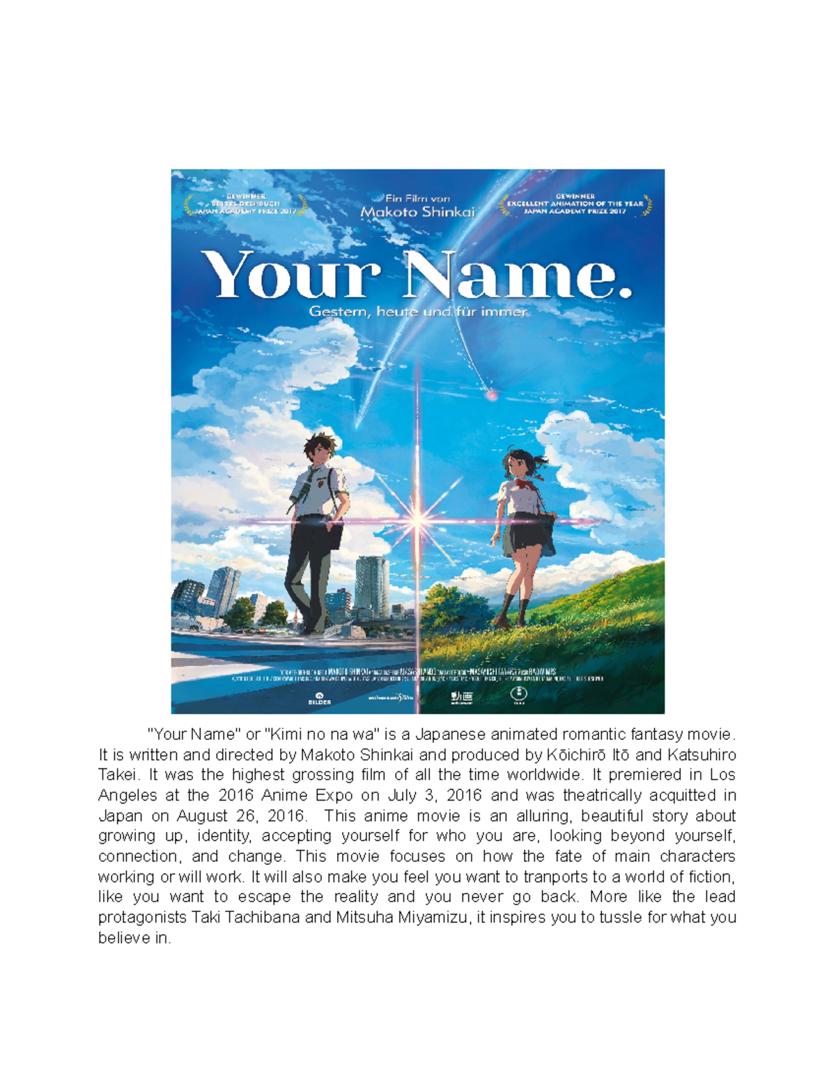 Critique of "Your Name" - A Deep Dive into Makoto Shinkai's Masterpiece ...