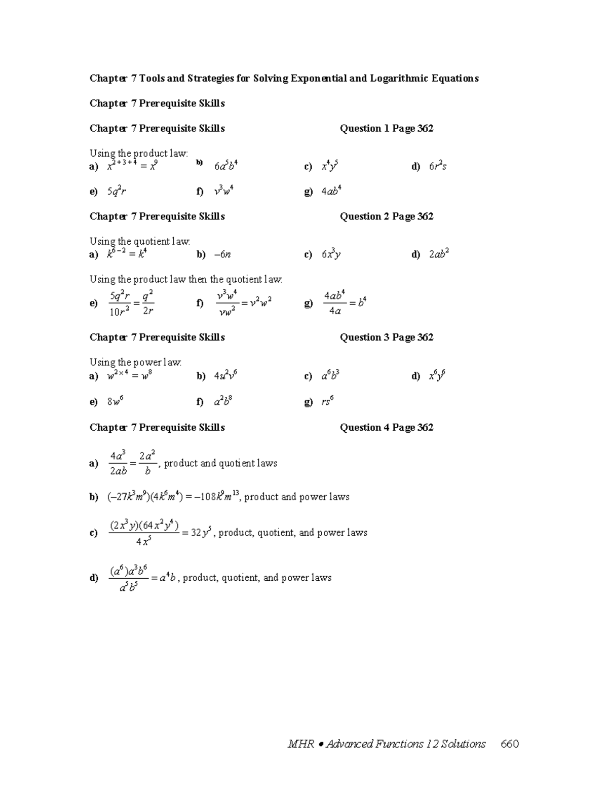 AF12 Chapter 7 Solutions: Exponential & Logarithmic Equations - Studocu