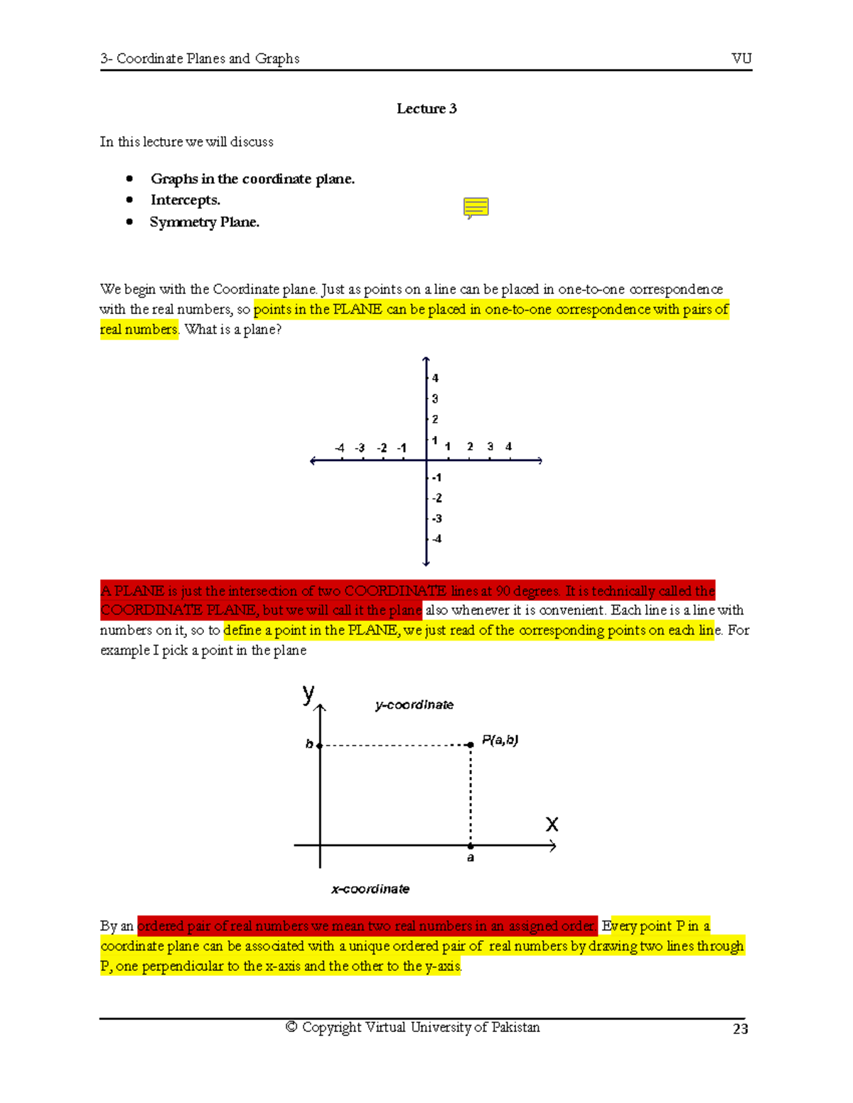 Coordinate Planes and Graphs VU Lecture 3: Understanding Graphs and ...