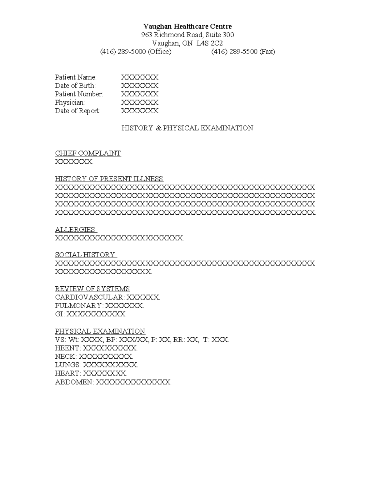 H&P Report Example: Modified Block Format Style - Studocu