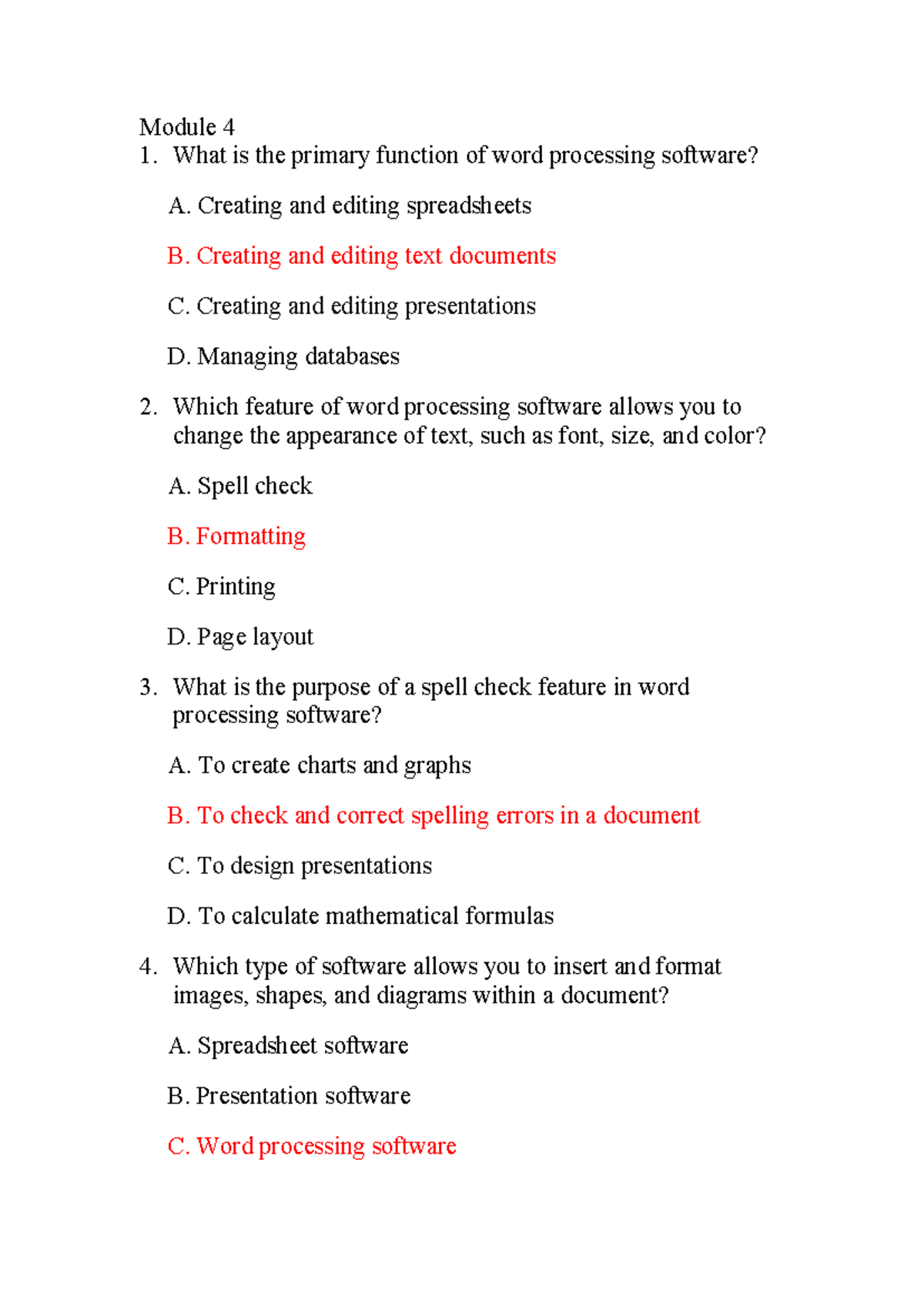 Module 4: Understanding Word Processing and Spreadsheet Software - Studocu