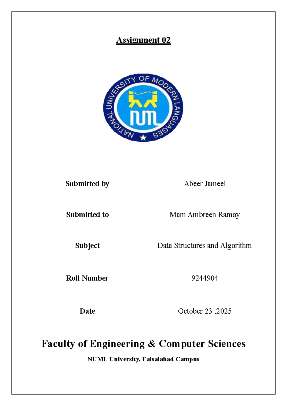 Data Structures & Algorithms Assignment 02: Recursion & Templates - Studocu