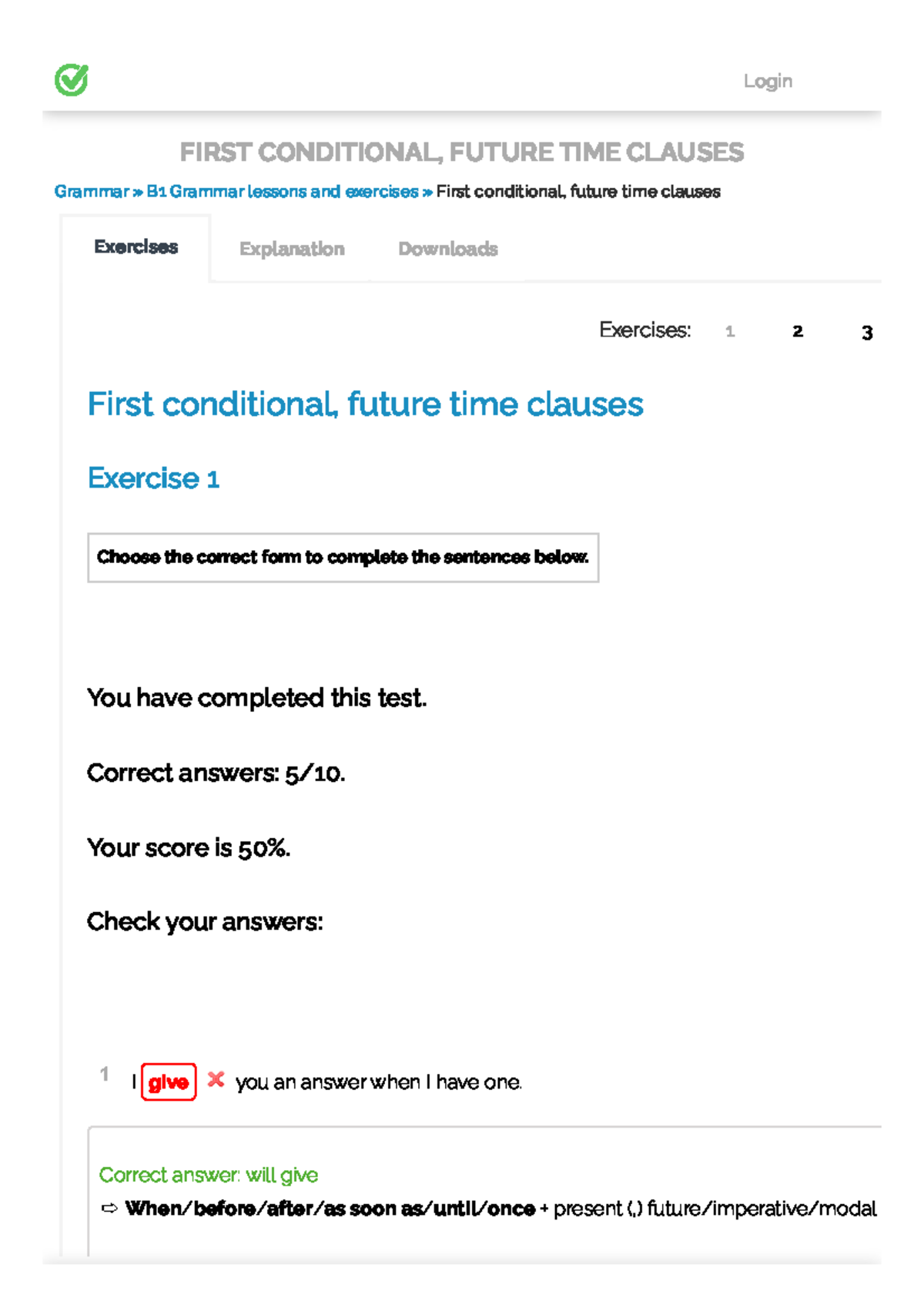 B1 Grammar: First Conditional & Future Time Clauses Exercises - Studocu