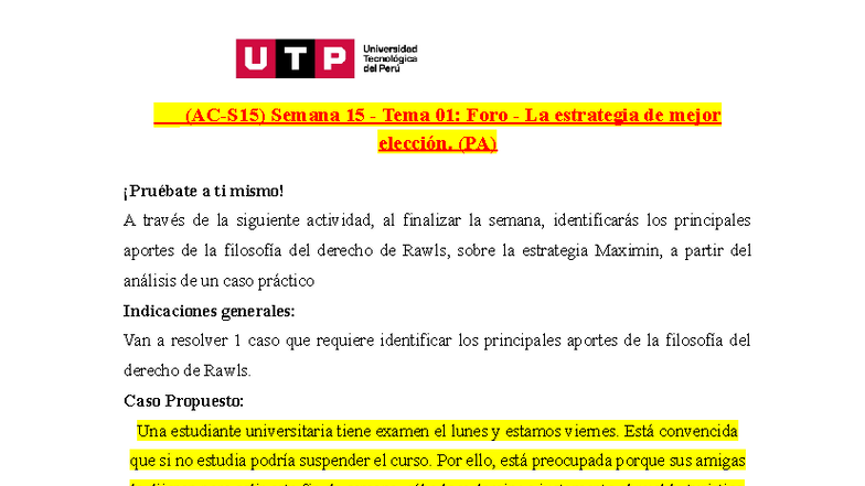 🔴 (AC-S15) Semana 15 - Tema 01: Foro sobre la Estrategia Maximin de ...