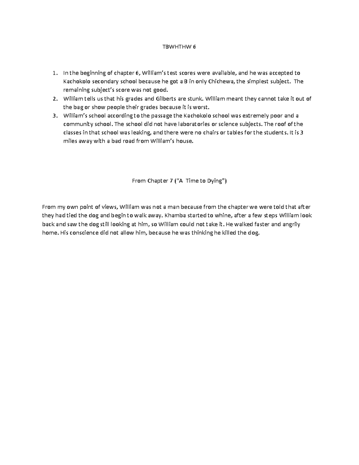 TBWHTHW Chapter 6 & 7 Summary and Analysis - Studocu