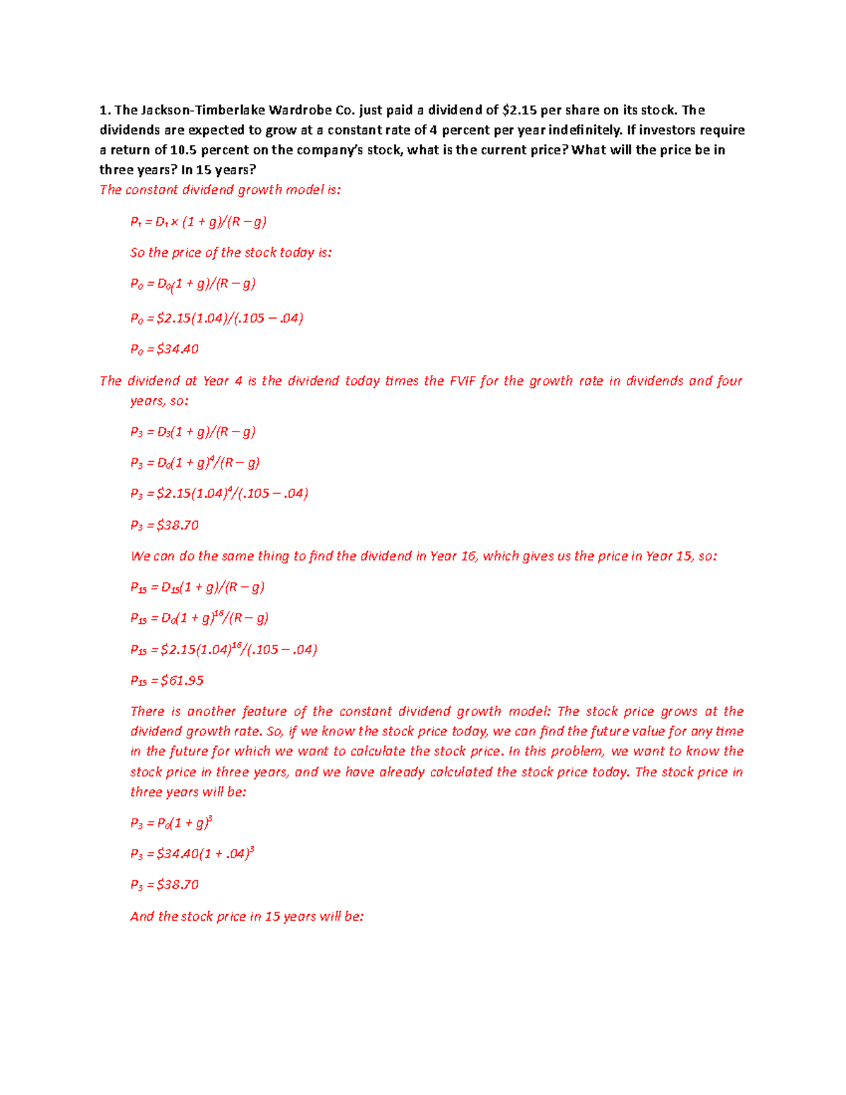 Chapter 8 Stock Valuation Solutions for Financial Analysis - Studocu