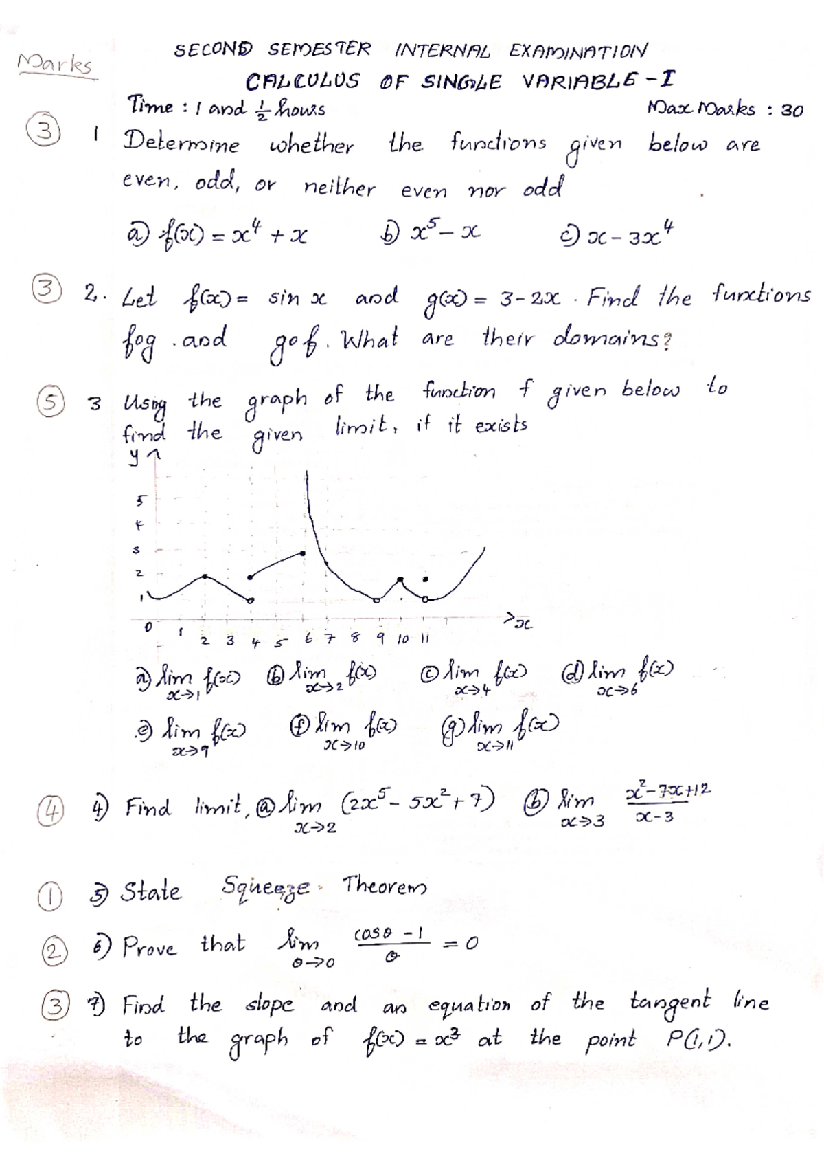 Sem 2 Internal Exam - Calculus of Single Variable Notes - Studocu
