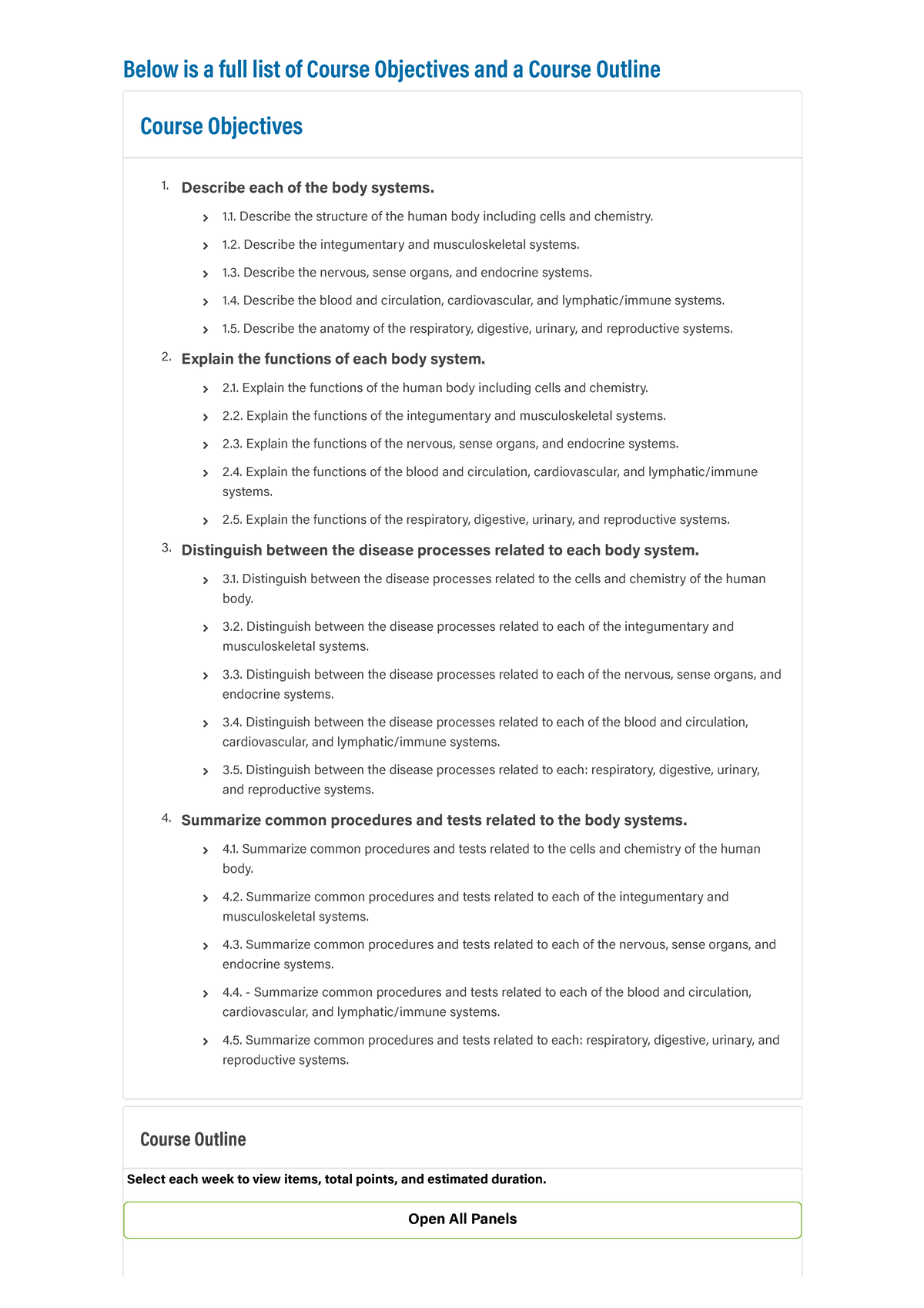 SC2110 - Course Objectives and Outline for Anatomy & Physiology I - Studocu