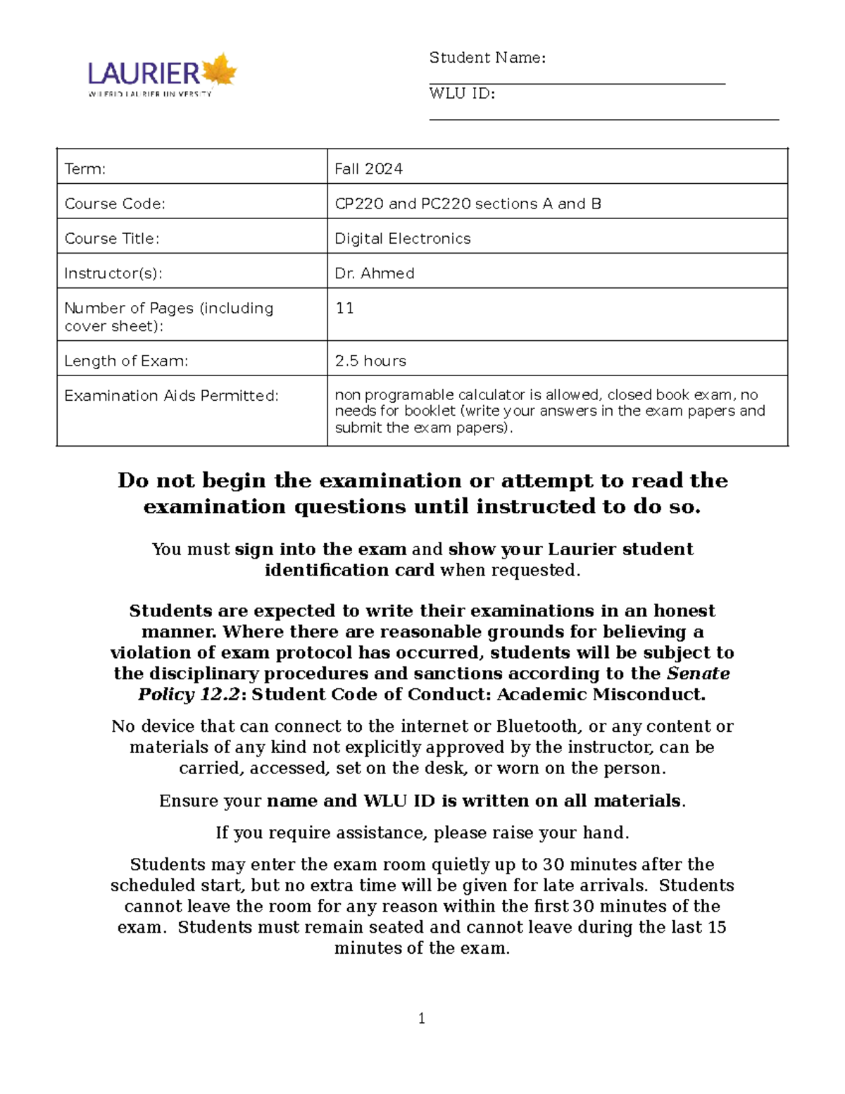 CP220 PC220 Final Exam Guidelines - Fall 2024 - Studocu