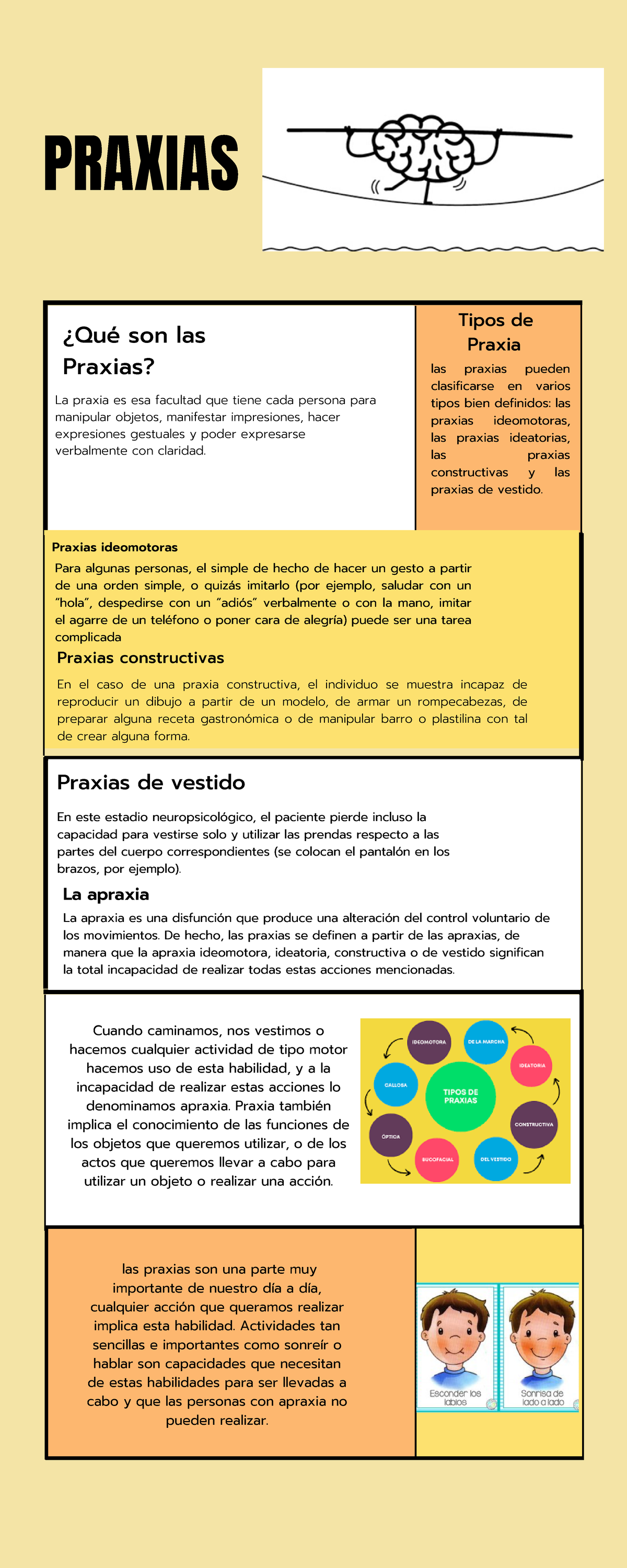 Infografía Gnosias y Praxias - PRAXIAS La praxia es esa facultad que tiene cada persona para ...