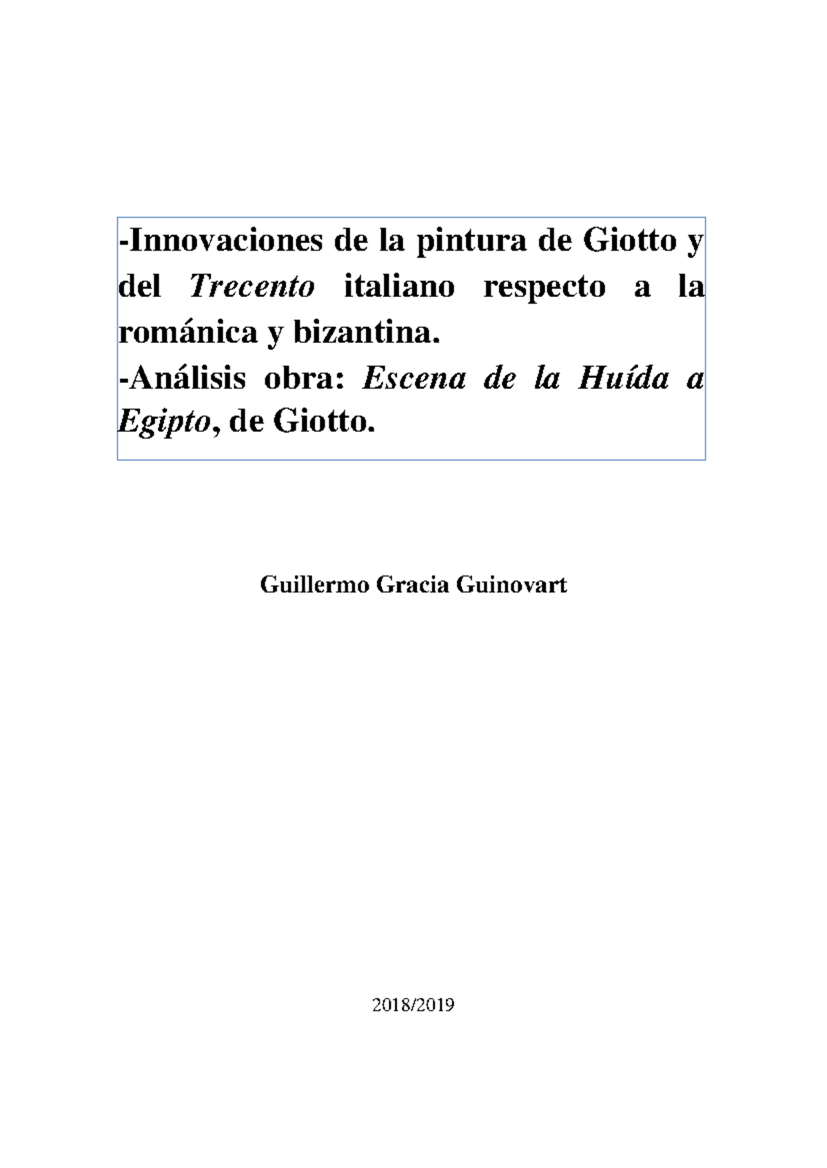 Innovaciones en la Pintura de Giotto y el Trecento Italiano - Studocu
