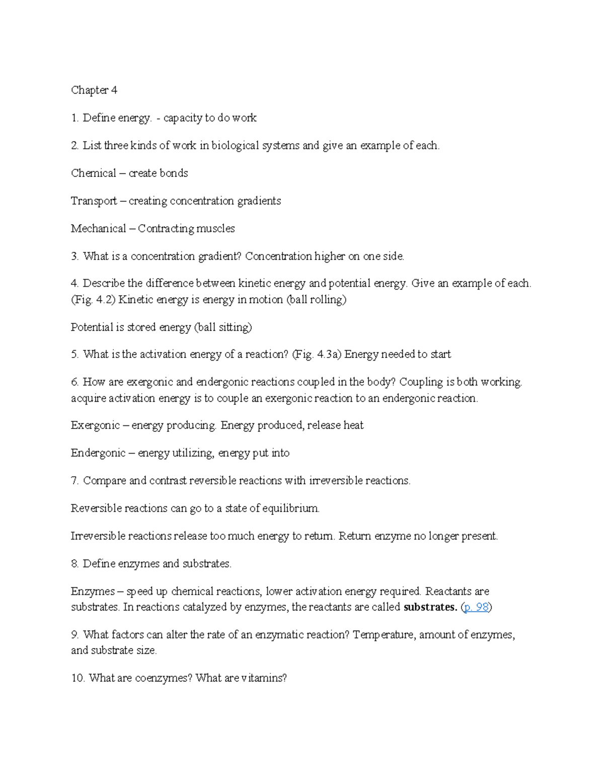 Bio 101: Week 2 Study Guide on Energy, Reactions & Transport Mechanisms ...