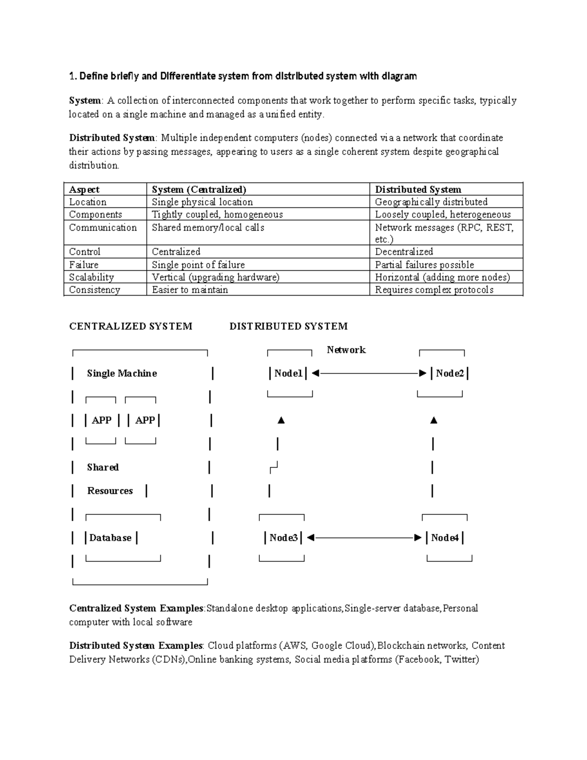 1. System vs. Distributed System: Definitions and Key Differences - Studocu