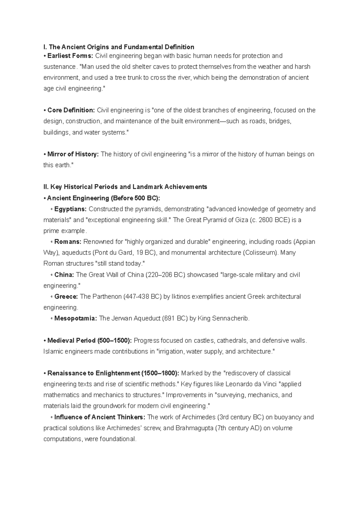 CE111 Prelims: The Evolution and Impact of Civil Engineering - Studocu