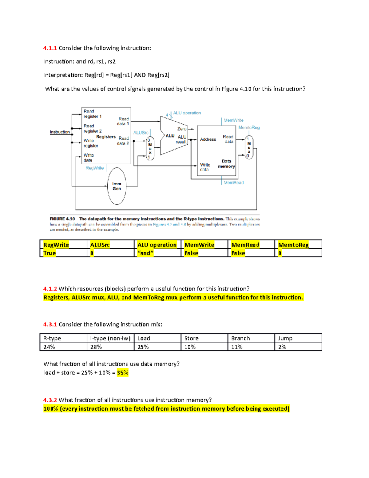 Homework 4 - Architecture of computers hw 4 - 4.1 Consider the following instruction ...