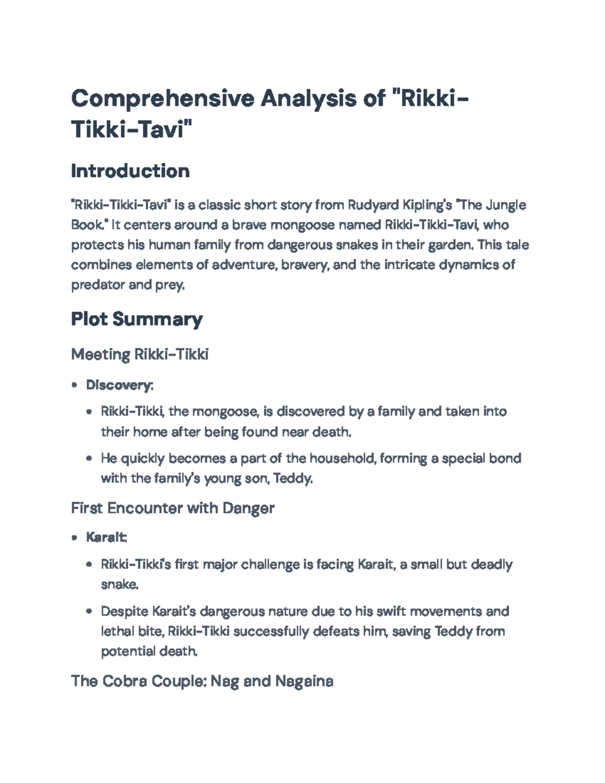 Final Exam Essay: In-Depth Analysis of "Rikki-Tikki-Tavi ...