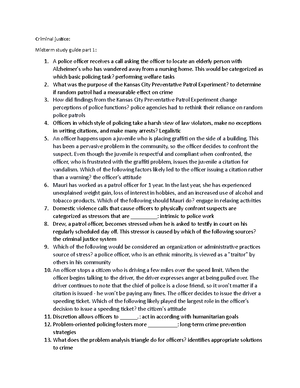Criminal justice final exam study guide part 1 - Criminal Justice ...