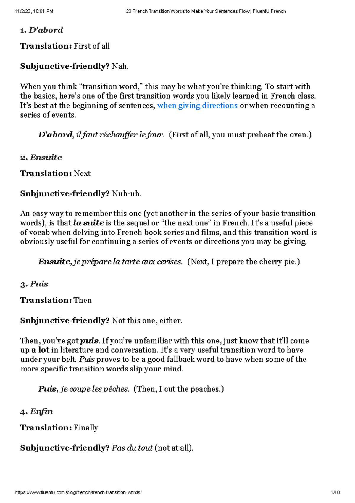 23 Essential French Transition Words for Fluent Sentence Flow U French ...