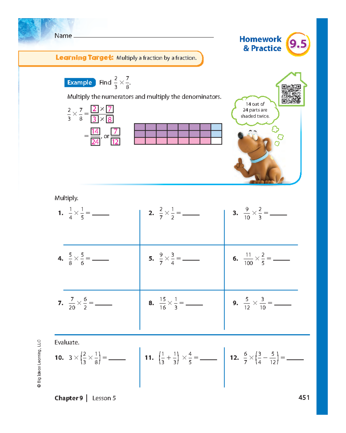 9.5 HW - math - Name Homework & Practice Chapter 9 ⎜ Lesson 5 451 © Big ...
