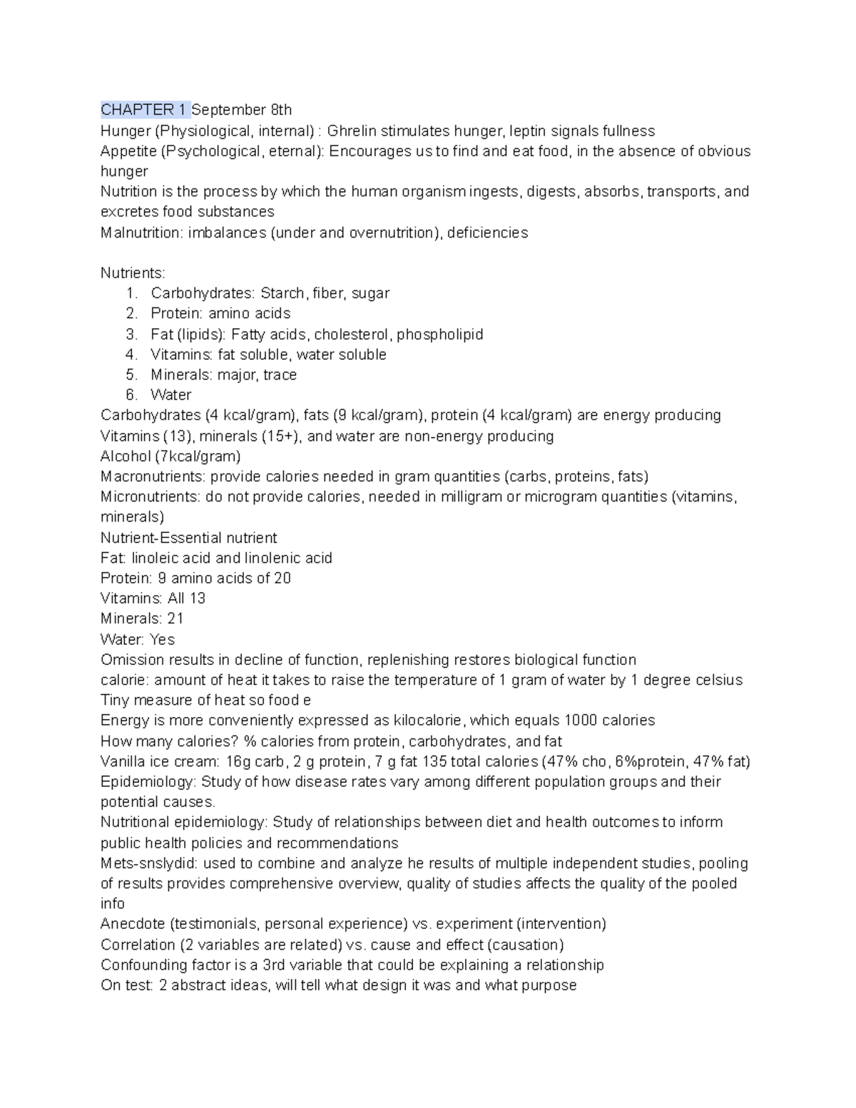 Nutritional Science Lecture Notes: Key Concepts & Guidelines (NUTR 101 ...