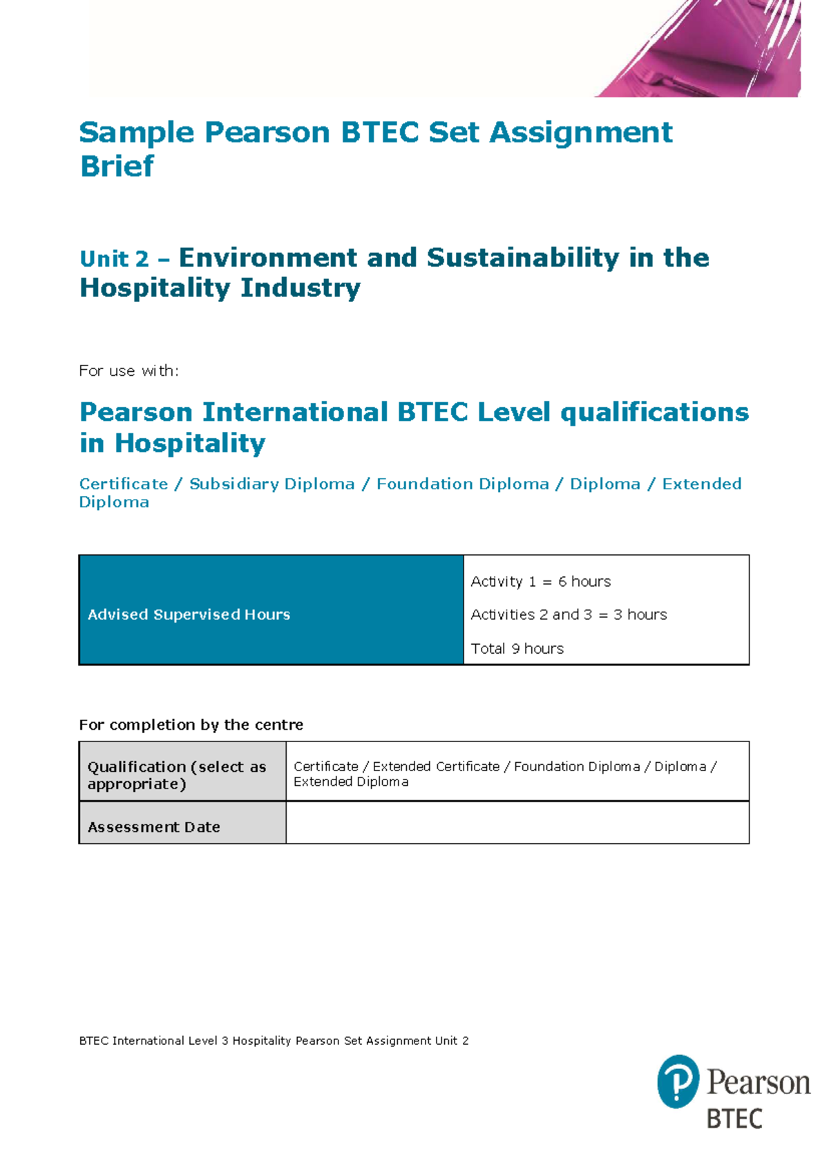 Unit 2 PSA: Environmental Impact & Sustainability in Hospitality - Studocu