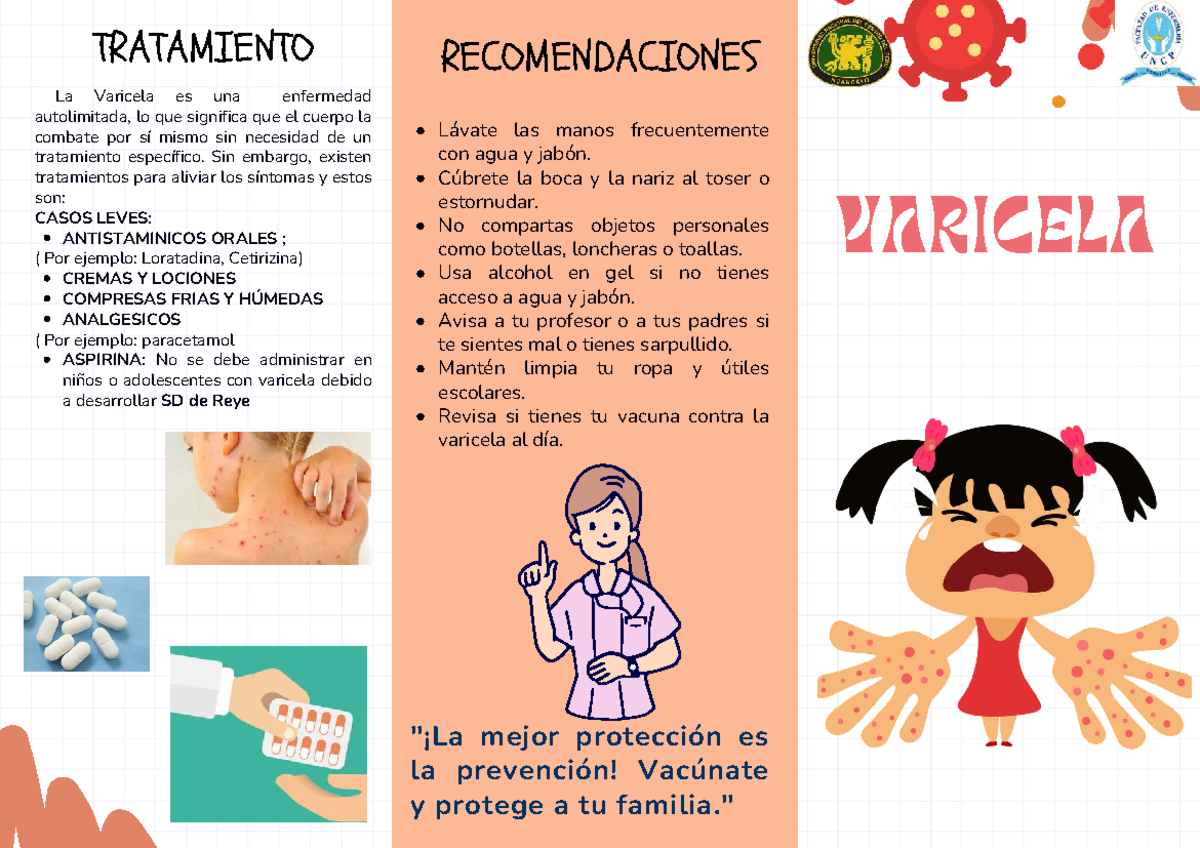 Folleto Tríptico sobre el Tratamiento y Prevención de la Varicela - Studocu