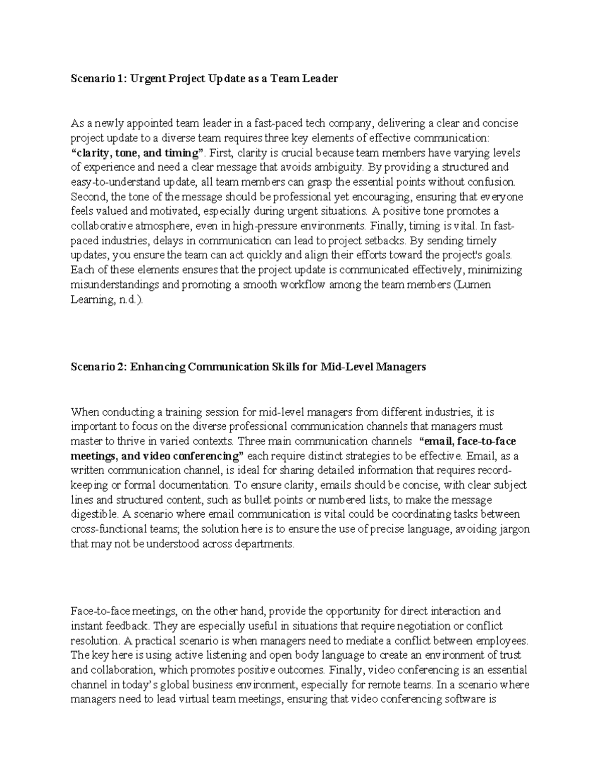 Effective Communication Strategies for Team Leaders - Unit 1 Assignment ...