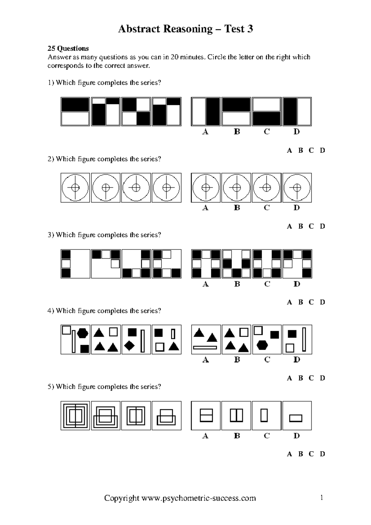 Abstract Reasoning Test 3: 25 Questions with Answers - Studocu