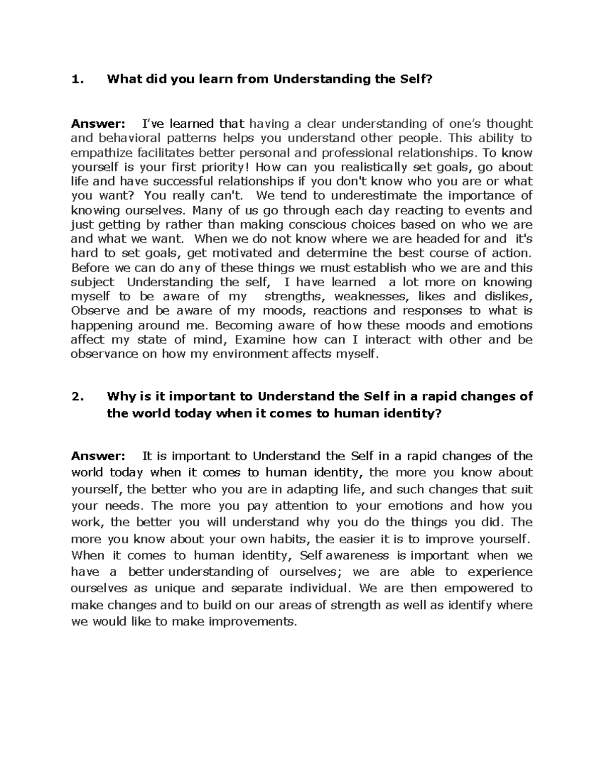 408328623 Reflection on Understanding the Self and Personal Growth ...