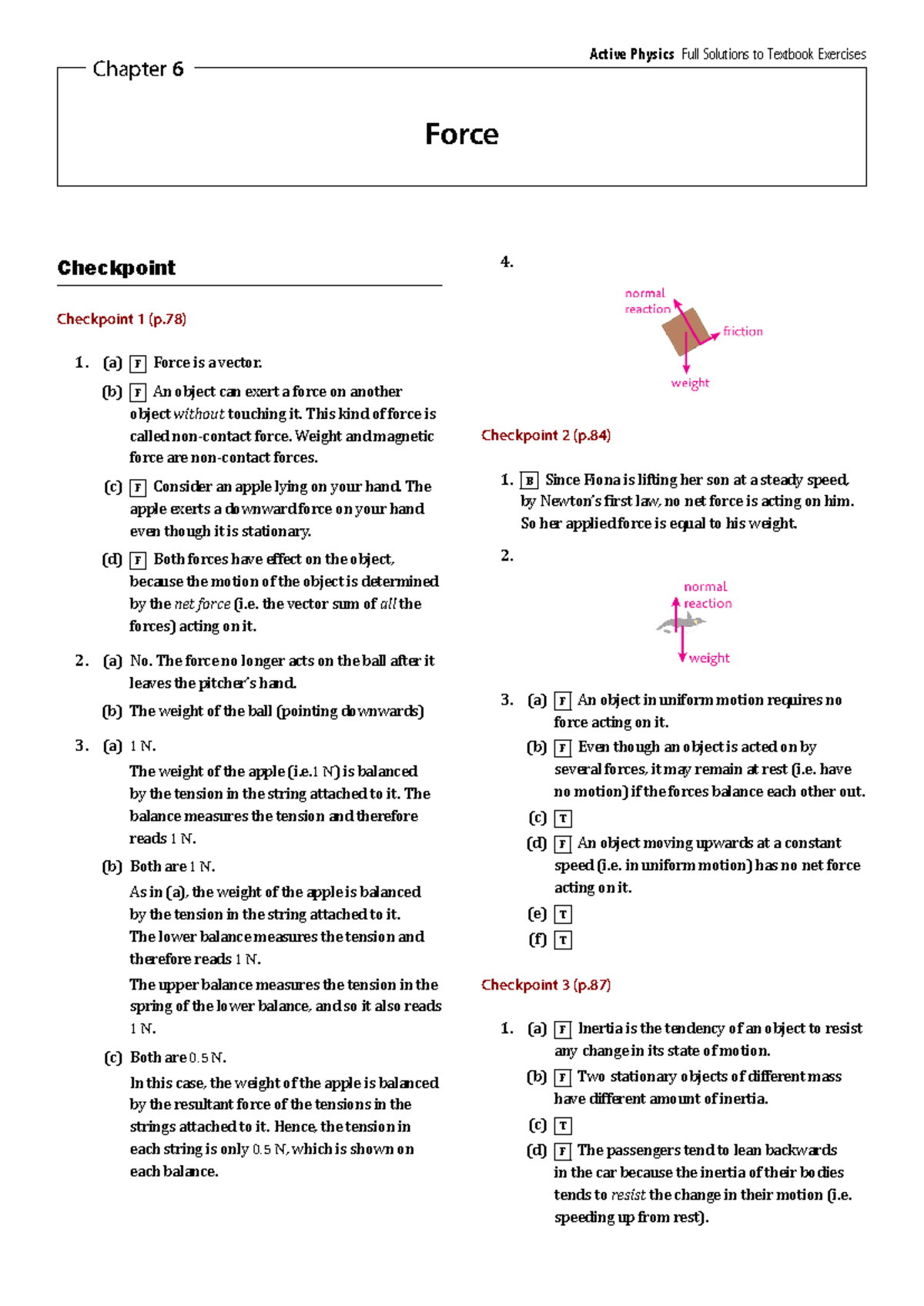 Physics 116 Final Exam: Chapter 6 Force Solutions - Studocu