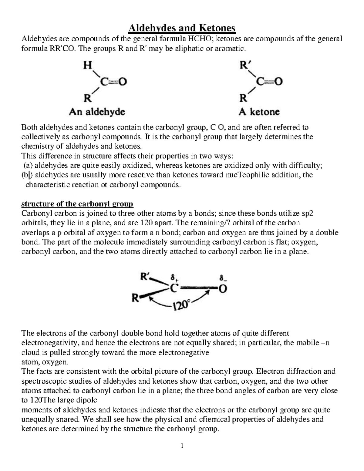 KETONES AND ALDEHYDES: Structure, Properties, and Reactions - Studocu
