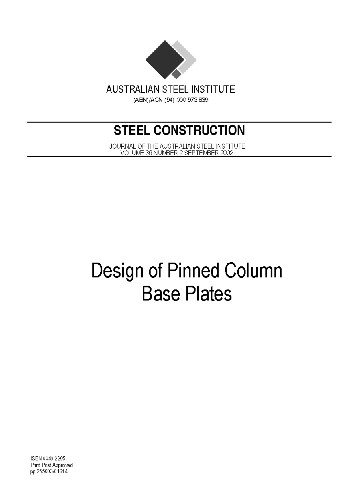 ASI Design of Pinned Column Base Plates (2002 ) - (ABN)/ACN (94) 000 ...