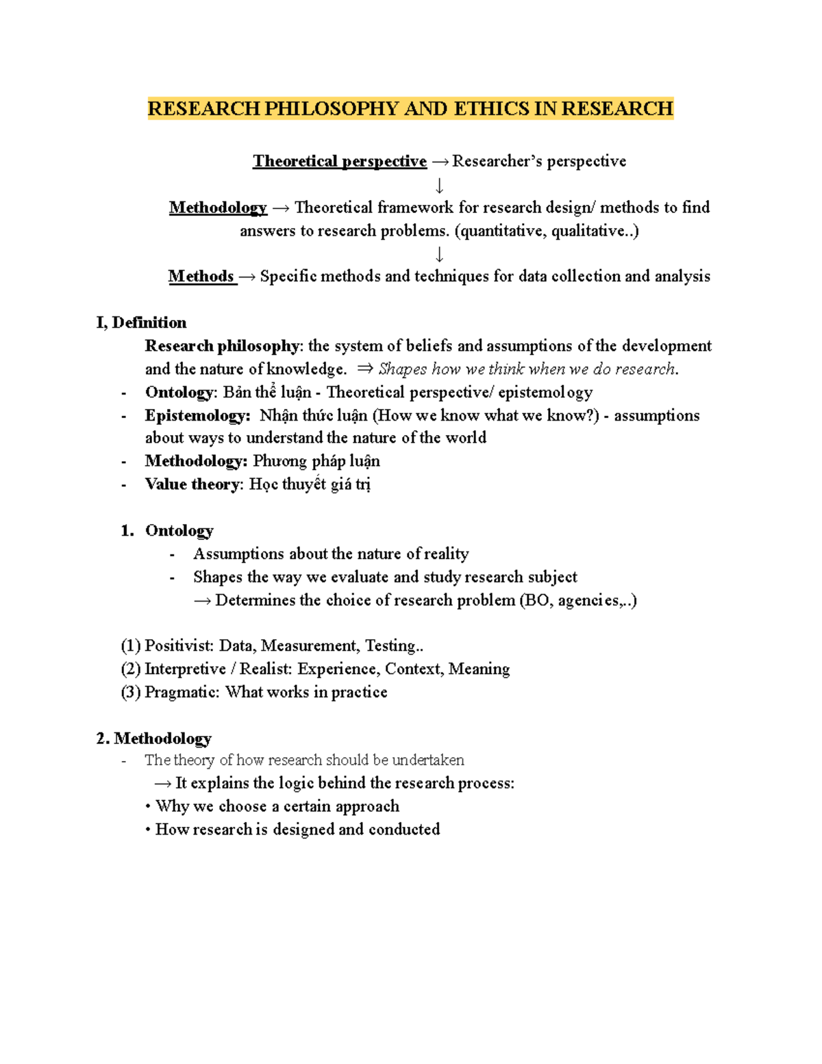 Research Methodology and Ethics in E-Business (RESEARCH 101) - Studocu