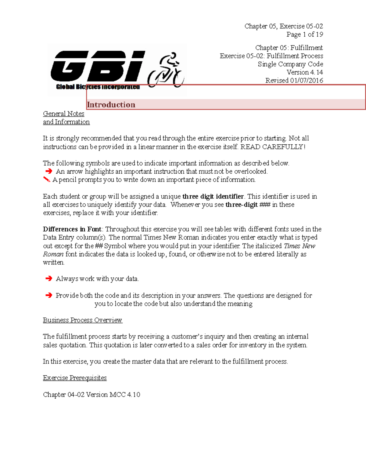 Ch-05-02 Fulfillment Process Exercise - SCC V4 Documentation - Studocu