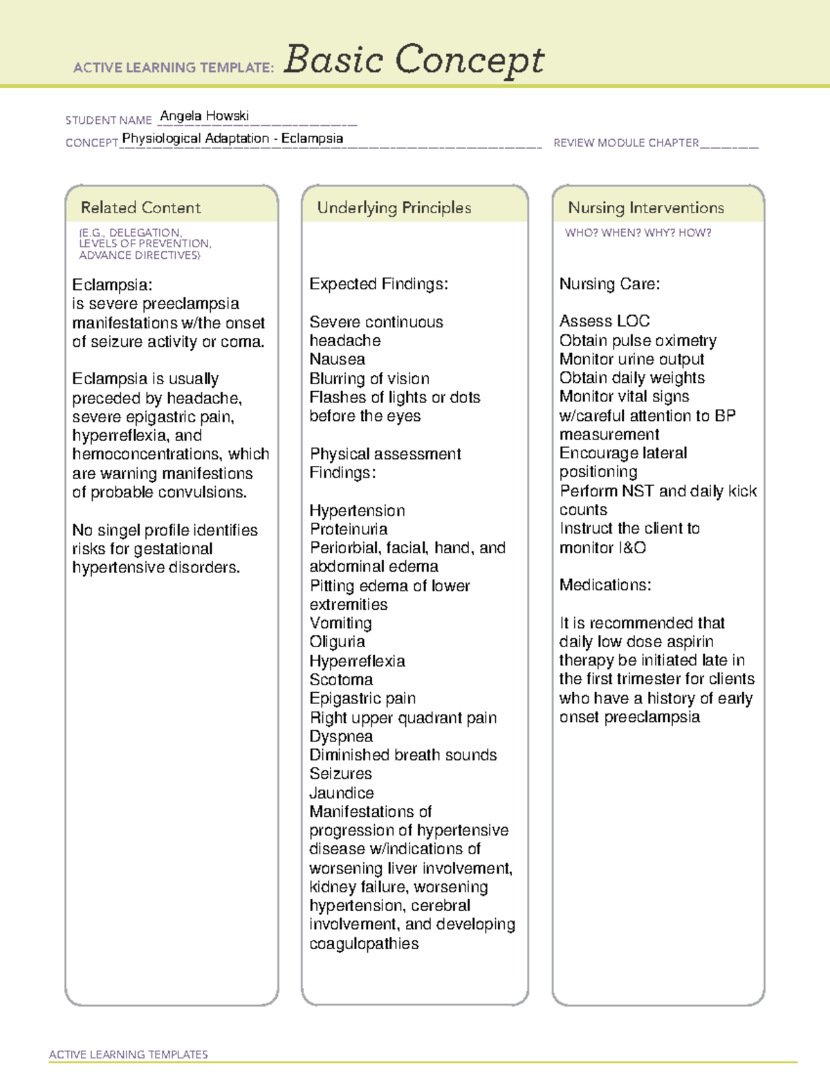 Remediation B Template Physiological Adaptation - Eclampsia - ACTIVE ...