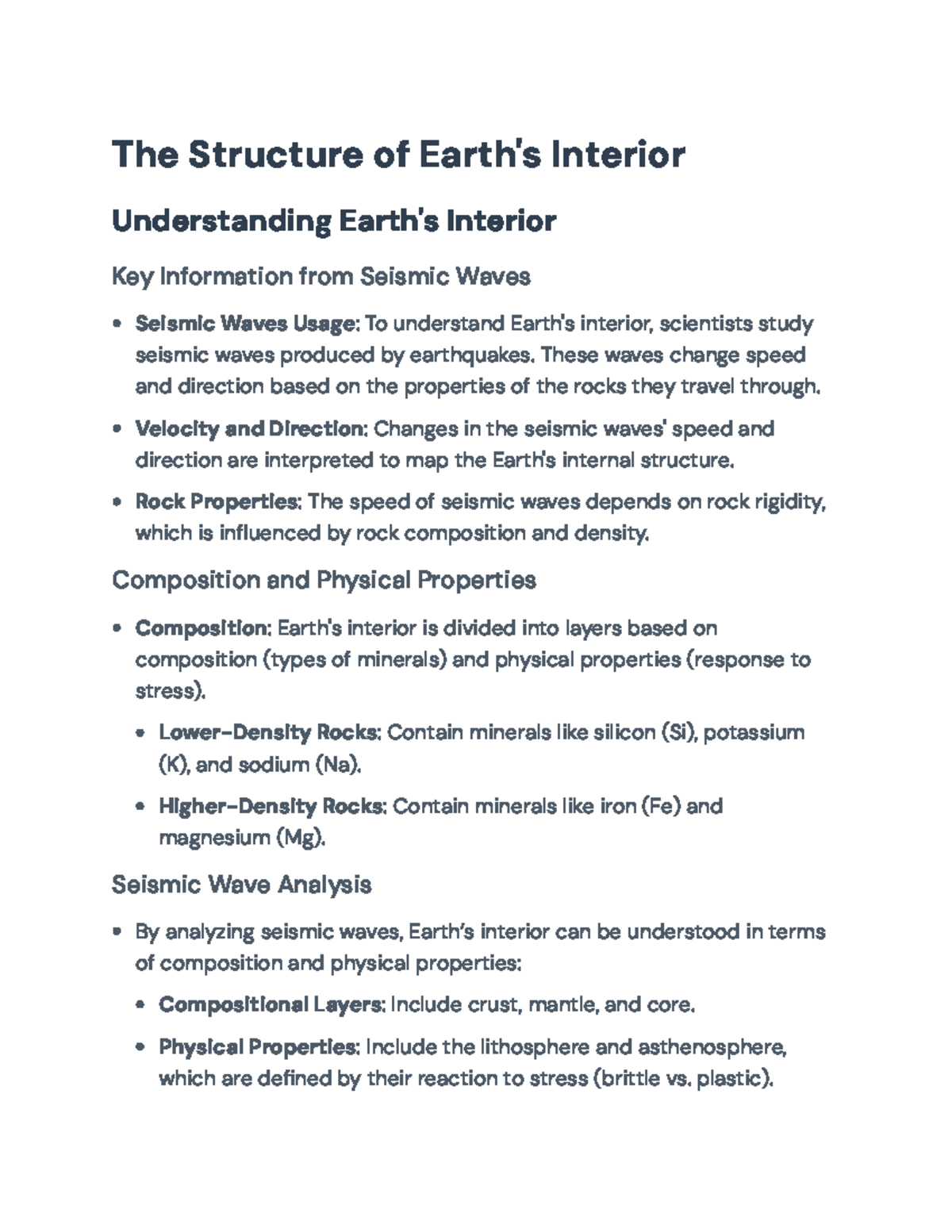 Understanding Earth's Interior: Seismic Wave Analysis and Composition ...