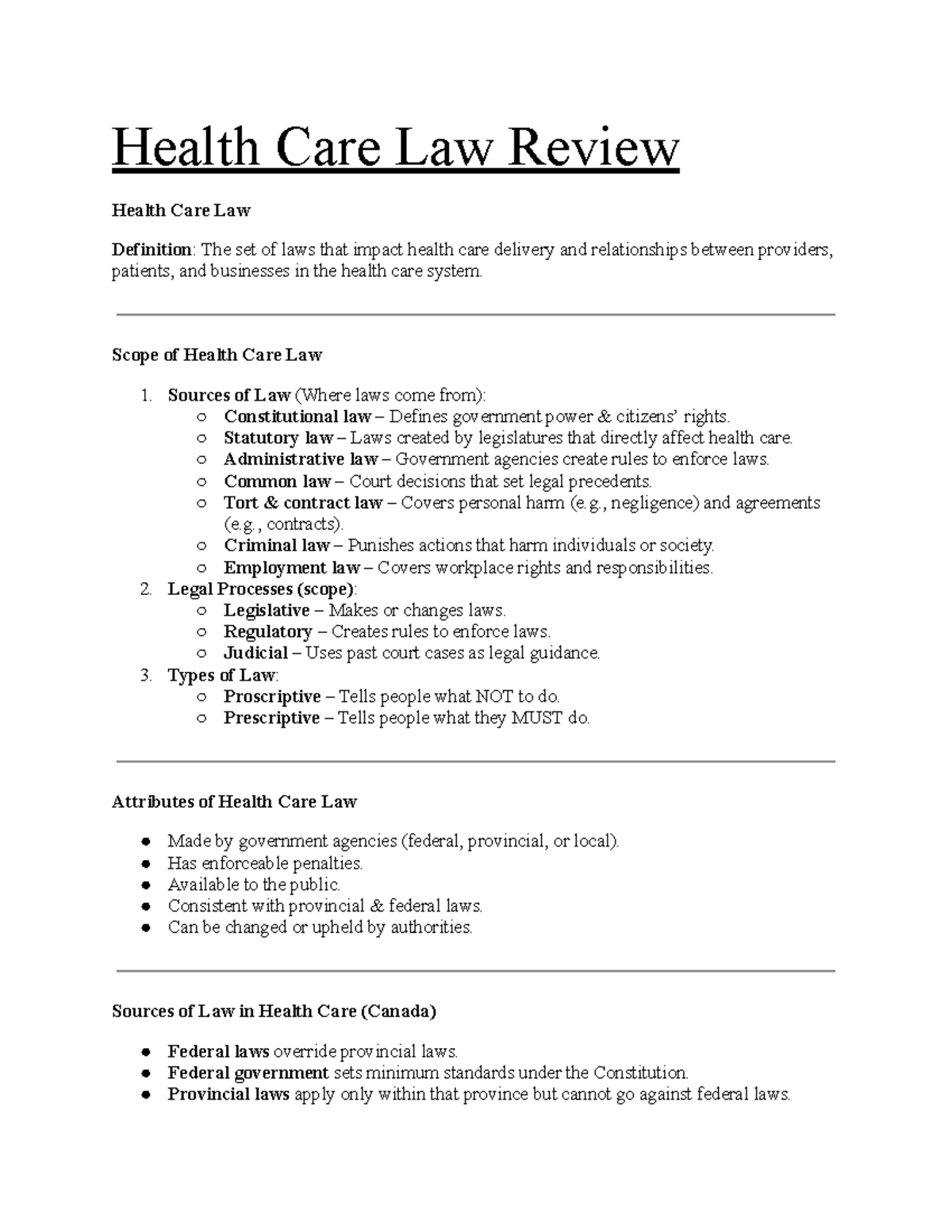 Health Care Law Overview: Key Concepts and Nursing Implications - Studocu