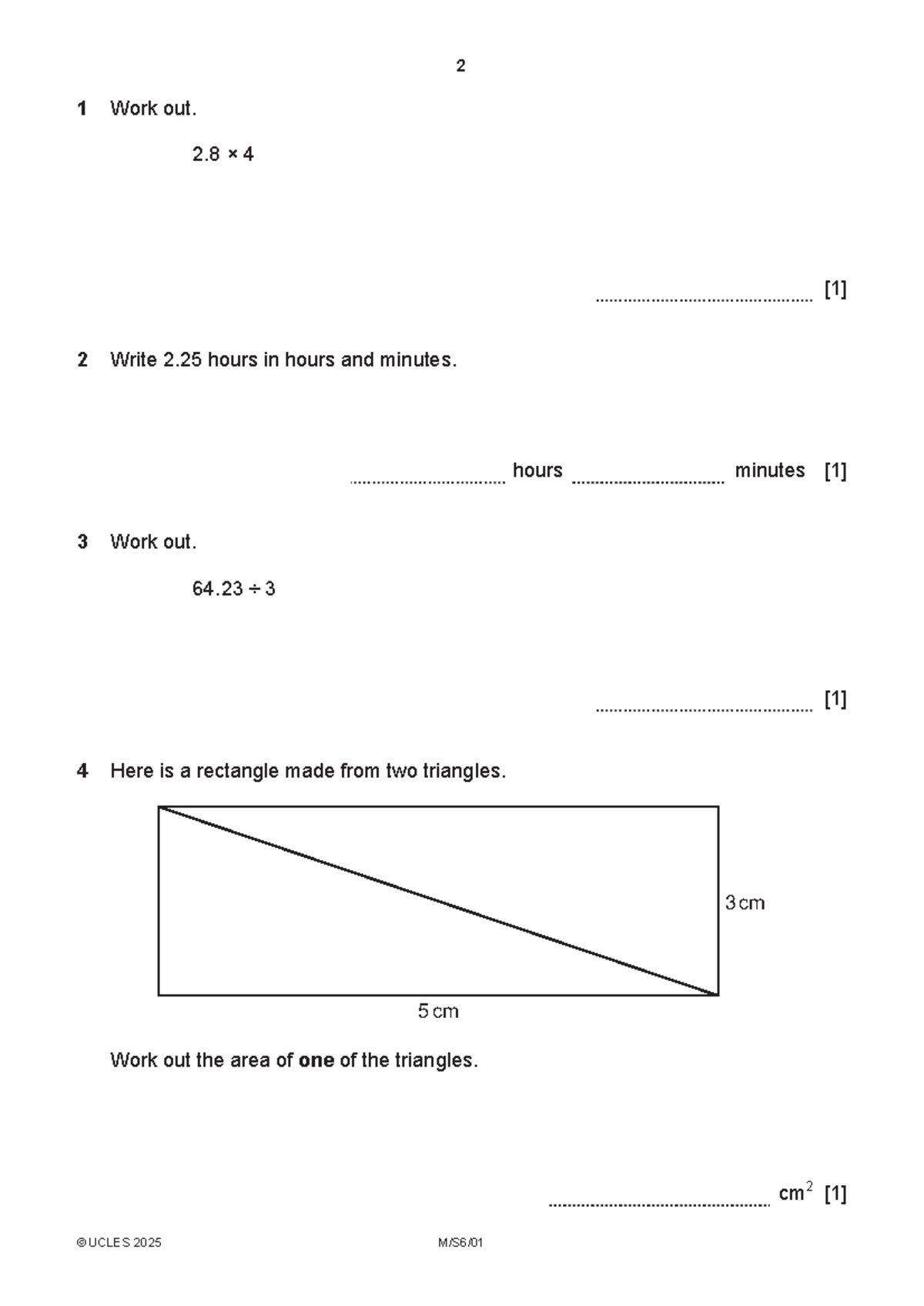 Paper 1 P6 Progress Test Maths 2025: Problem Solving & Calculations ...