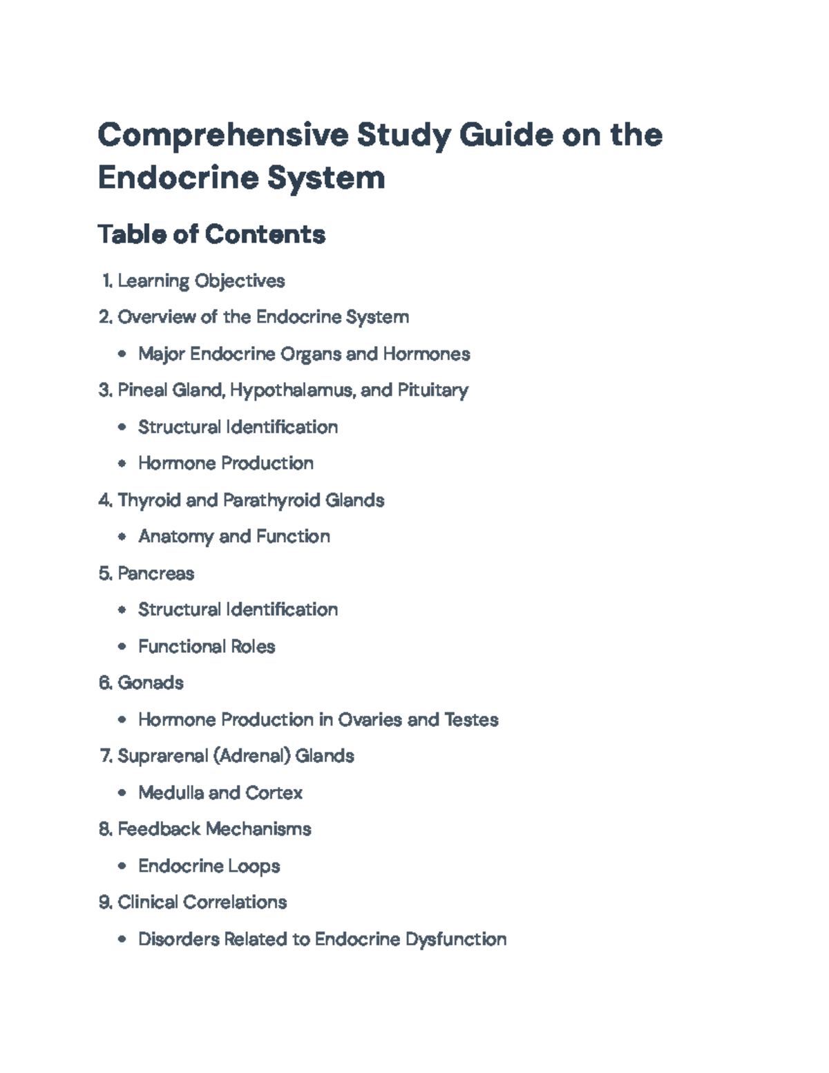 Comprehensive Study Guide: Endocrine System Overview (BIO 101) - Studocu
