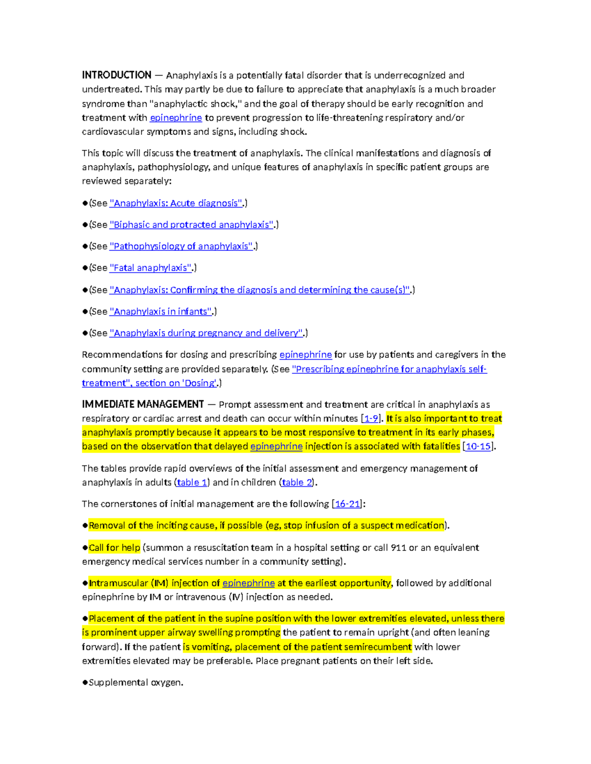 Anaphylaxis Management Guidelines for Emergency Response - Studocu
