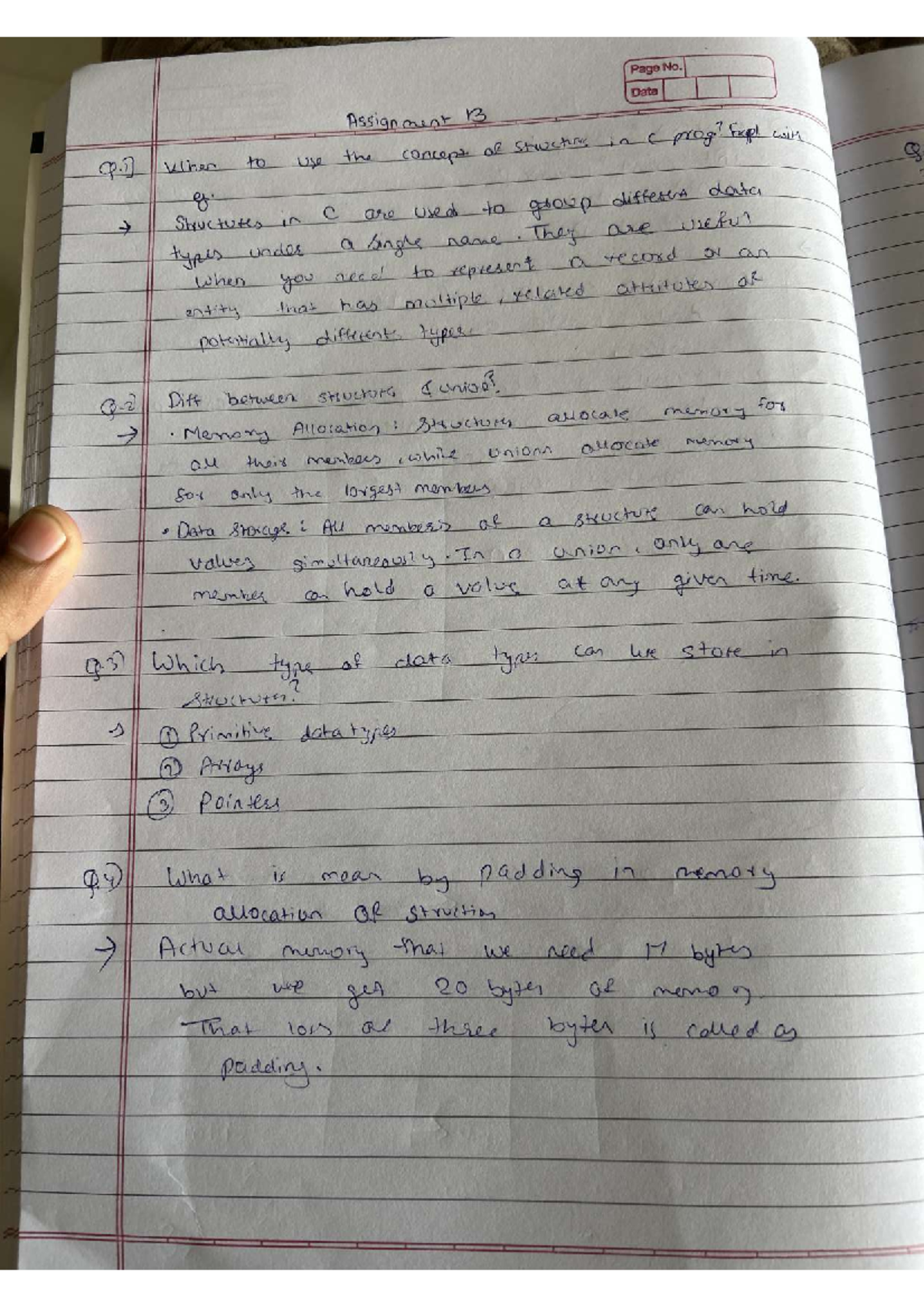 Assignment 13 - Structures in C Programming: Usage & Memory Allocation - Studocu