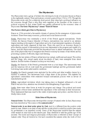 1. Mercantilism and Physiocracy - Module III MODULE III: Major Schools ...